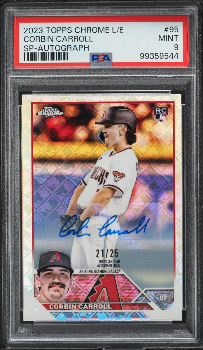 2023 Topps Chrome Logofractor Corbin Carroll SP ROOKIE AUTO /25 #95 PSA 9 MINT on Fanatics Collect