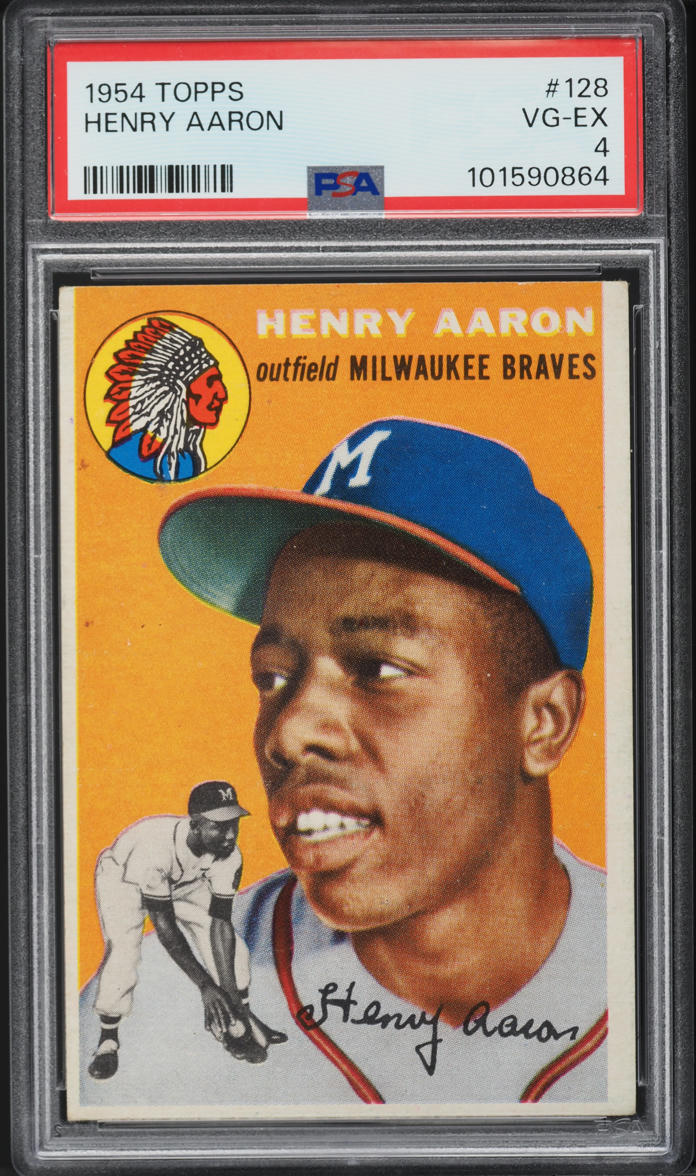 1954 Topps Hank Aaron ROOKIE #128 PSA 4 VGEX on Fanatics Collect
