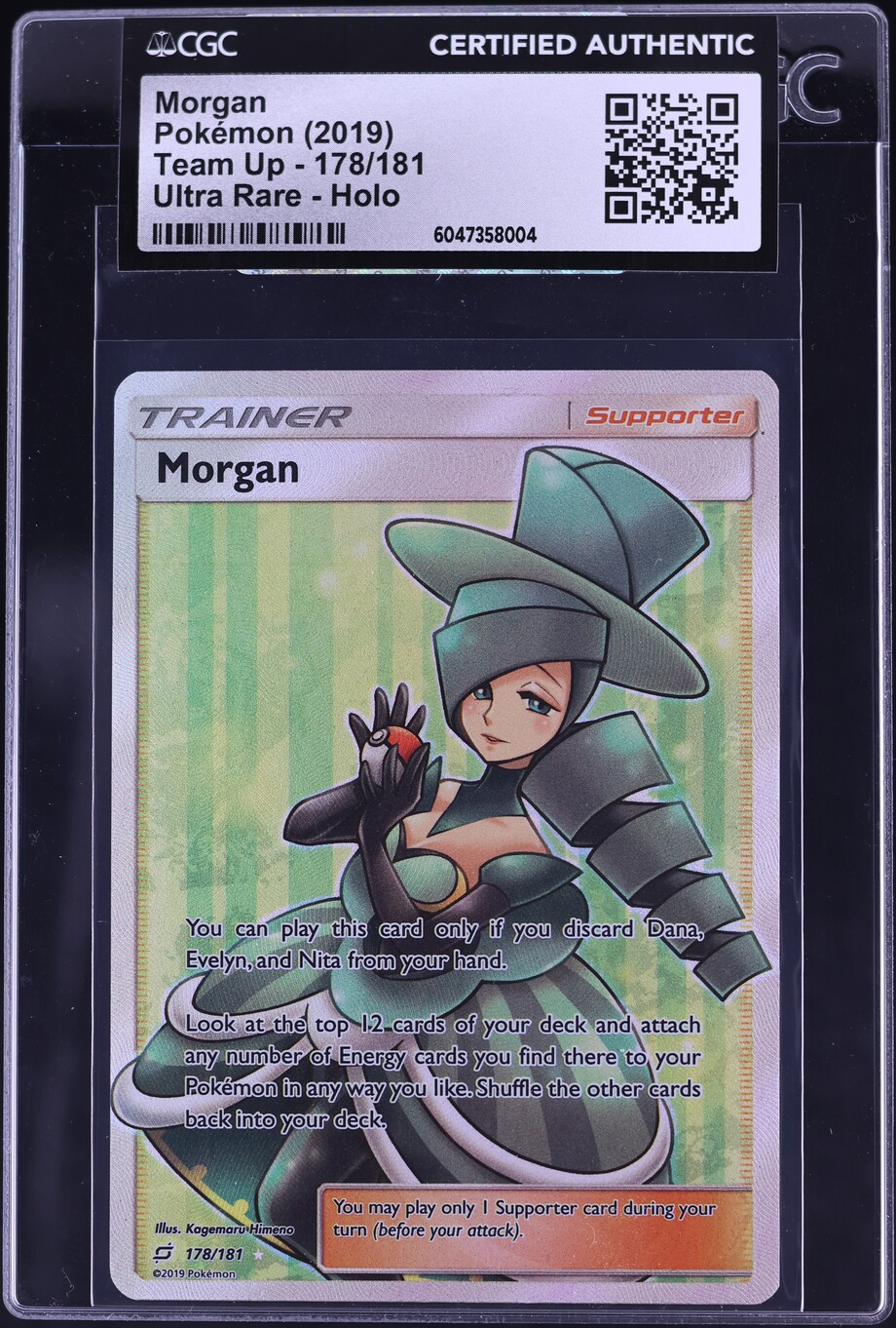 2019 Pokemon Sun & Moon Team Up Full Art Morgan #178 CGC AUTH on ...