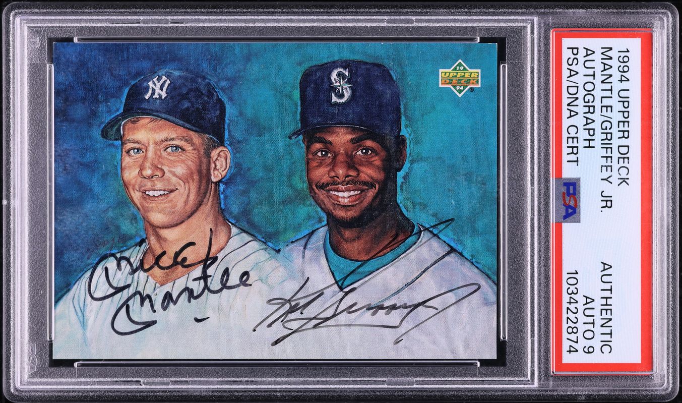 1994 Upper Deck Mickey Mantle & Ken Griffey Jr. AUTO DNA 9 PSA AUTH on Fanatics Collect