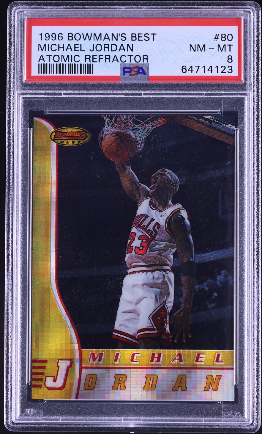1996 Bowman's Best Atomic Refractor Michael Jordan #80 PSA 8 NM-MT on ...