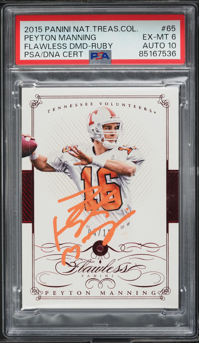 2015 National Treasures Flawless Ruby Peyton Manning AUTO DNA 10 /15 #65 PSA 6 on Fanatics Collect