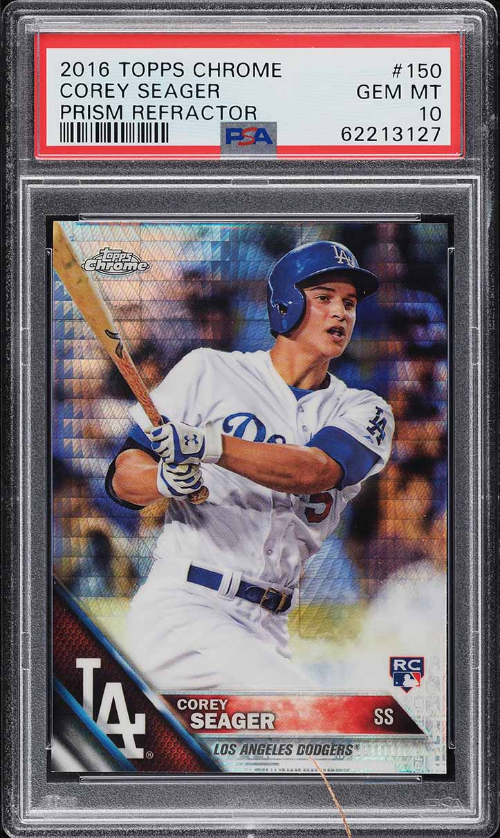 2016 Topps Chrome Prism Refractor Corey Seager ROOKIE #150 PSA 10 GEM MINT on Fanatics Collect