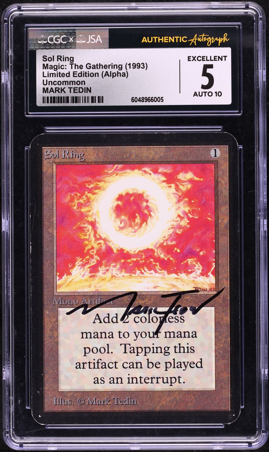1993 Magic The Gathering MTG Alpha Sol Ring Tedin AUTO JSA CGC 5 EX on ...