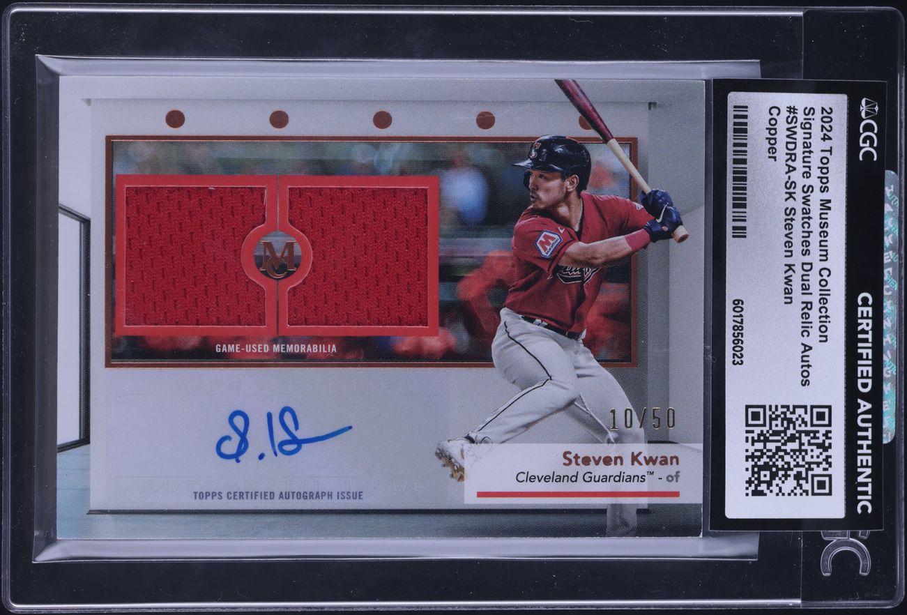 2024 Topps Museum Collection Dual Copper Steven Kwan PATCH AUTO /50 CGC ...