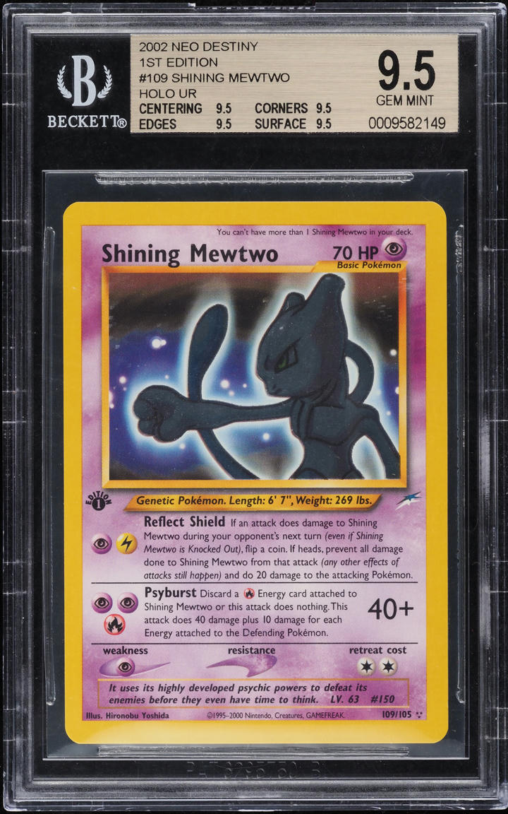 2002 Pokemon Neo Destiny 1st Edition Holo Shining Mewtwo #109 BGS 9.5 ...