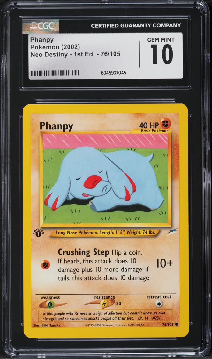 2002 Pokemon Neo Destiny 1st Edition Phanpy #76 CGC 10 GEM MINT on ...