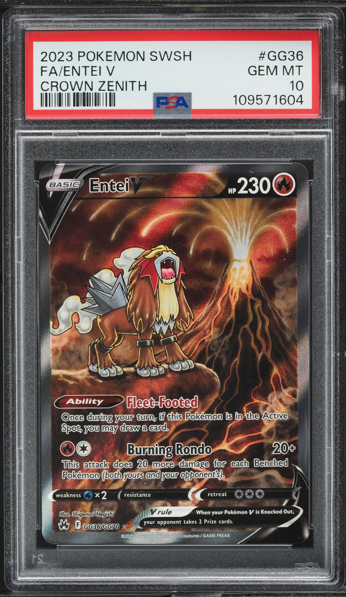 2023 Pokemon Sword & Shield Crown Zenith Full Art Entei V #GG36 PSA 10 GEM MINT on Fanatics Collect