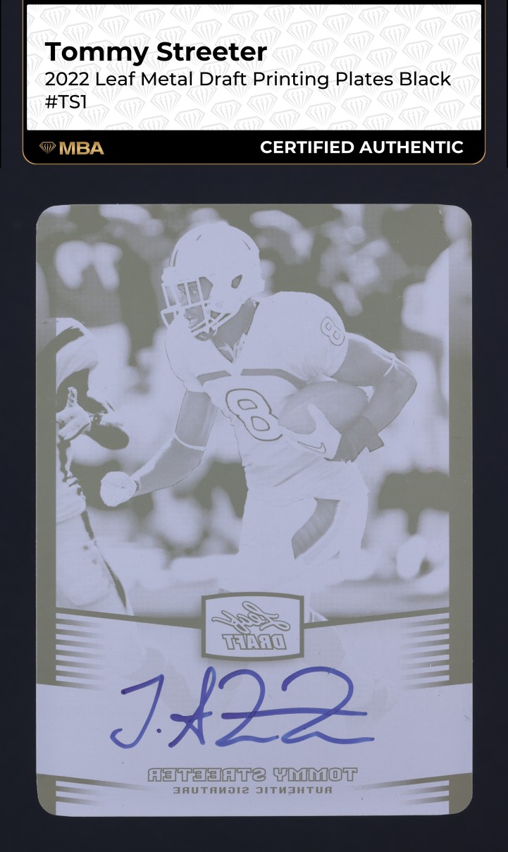 2022 Leaf Metal Draft Printing Plate Black Tommy Streeter RC AUTO 1/1 ...