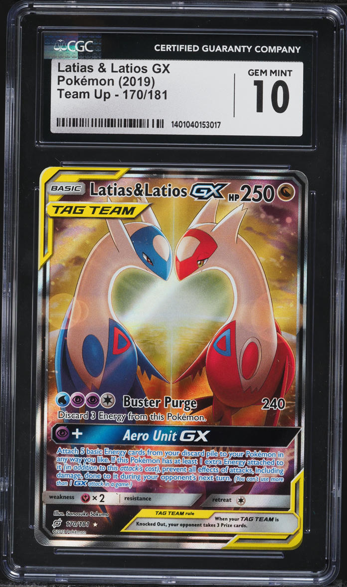 2019 Pokemon Sun & Moon Team Up Full Art Latias & Latios GX #170 CGC 10 ...