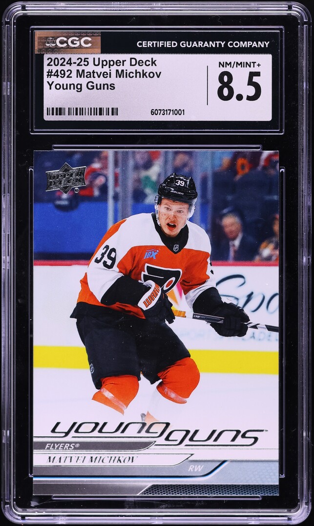 2024 Upper Deck Young Guns Matvei Michkov ROOKIE #492 CGC 8.5 NM-MT+ on ...