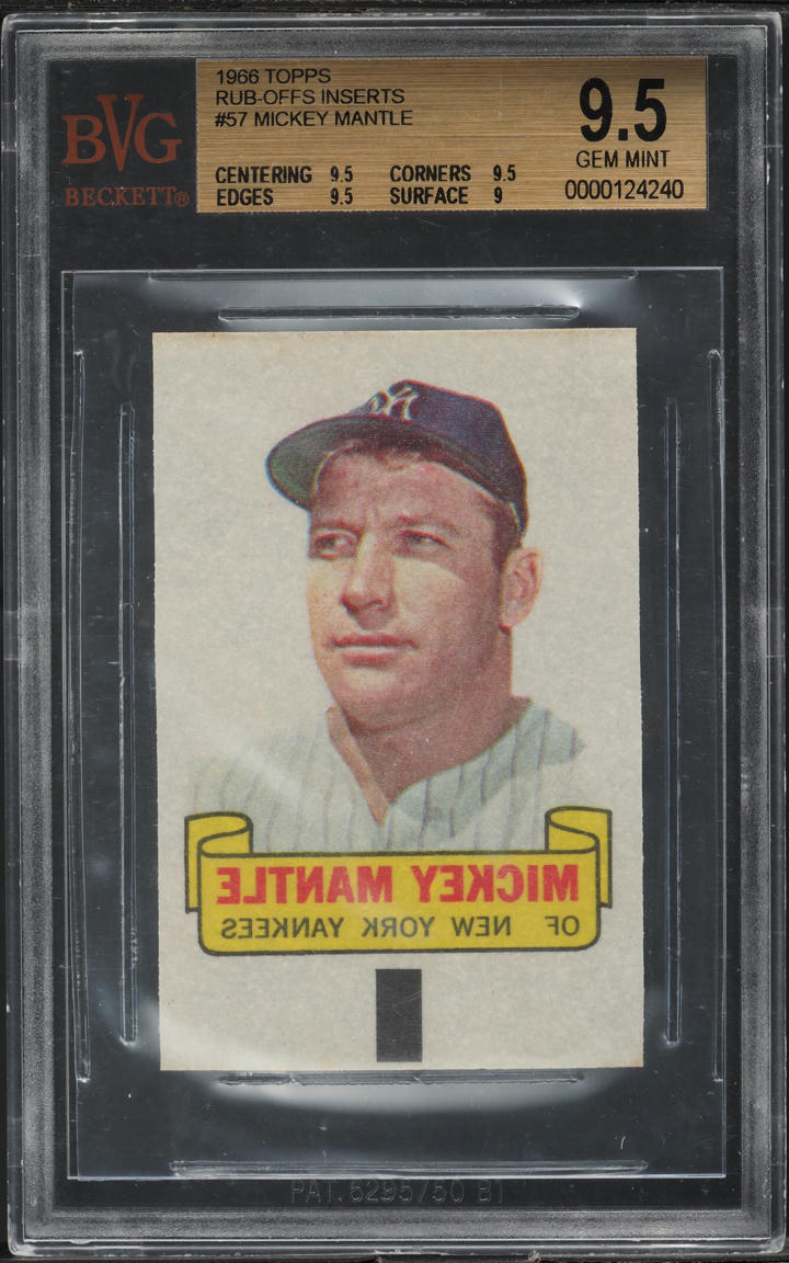 1966 Topps Rub-Offs Inserts Mickey Mantle #57 BVG 9.5 GEM MINT on ...