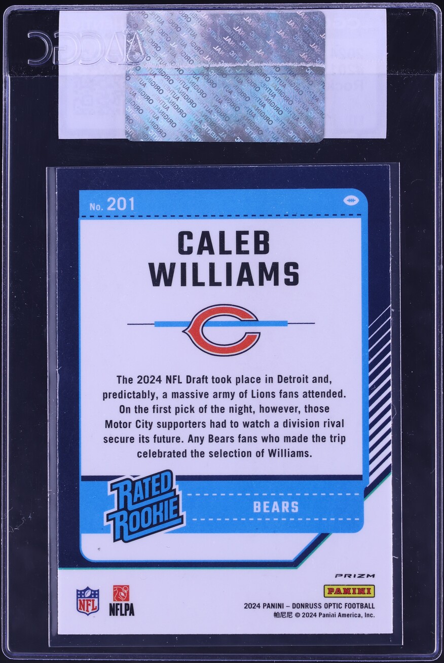 2024 Donruss Optic Rocket Caleb Williams ROOKIE #201 CGC AUTH on ...