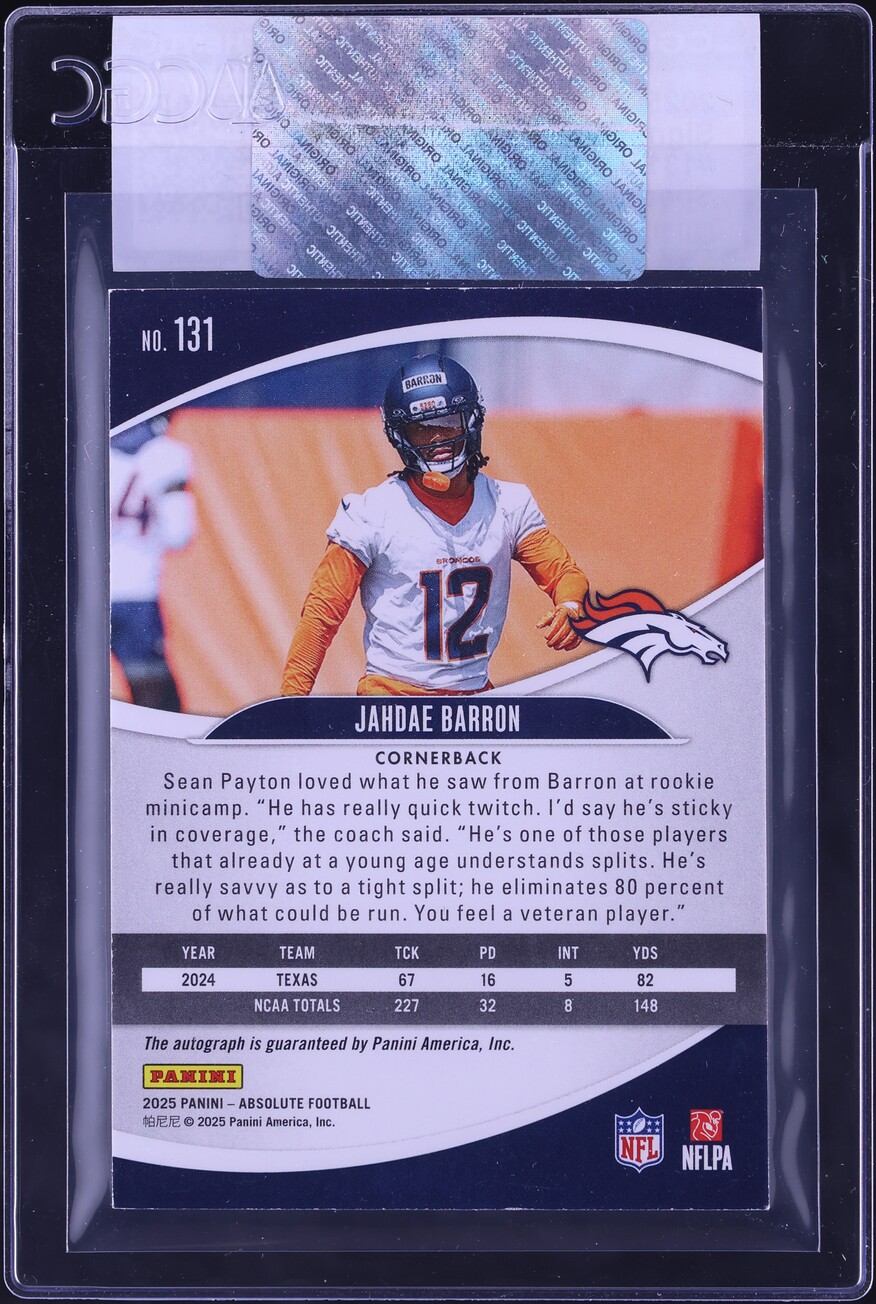 2025 Absolute Signatures Spectrum Blue Jahdae Barron ROOKIE AUTO /50 ...