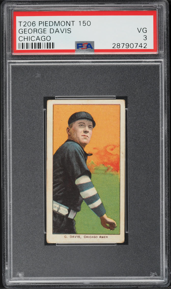 1909-11 T206 George Davis CHICAGO, PIEDMONT PSA 3 VG on Fanatics Collect