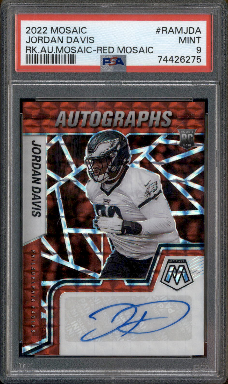 2022 Panini Mosaic Rookie Autograph Red Mosaic Jordan Davis RC Auto PSA ...