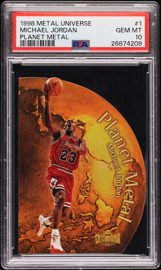 1998 Metal Universe Planet Metal Die-Cut Michael Jordan #1 PSA 10 GEM ...