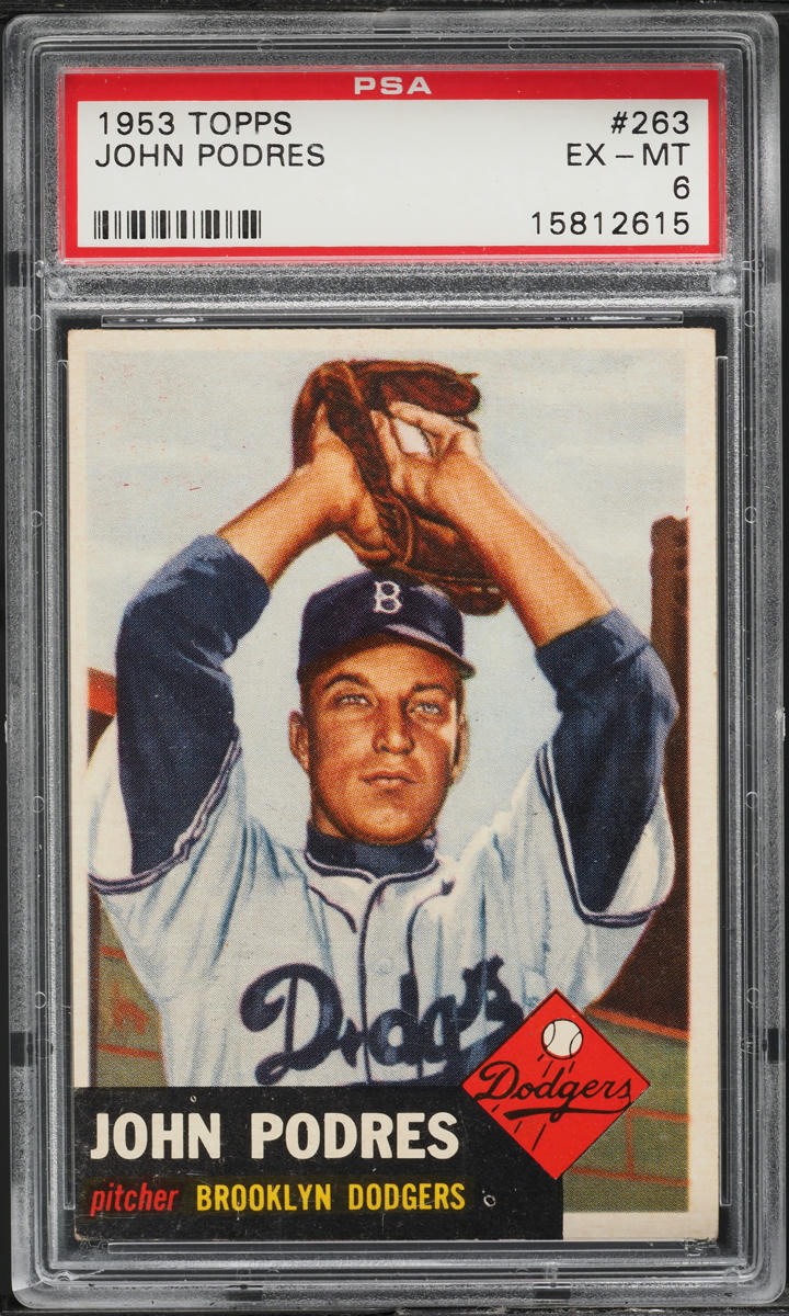 1953 Topps John Podres SHORT PRINT#263 PSA 6 EXMT on Fanatics Collect