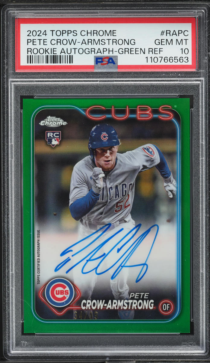 2024 Topps Chrome Green Pete Crow-Armstrong ROOKIE AUTO /99 #RAPC PSA 10 GEM on Fanatics Collect