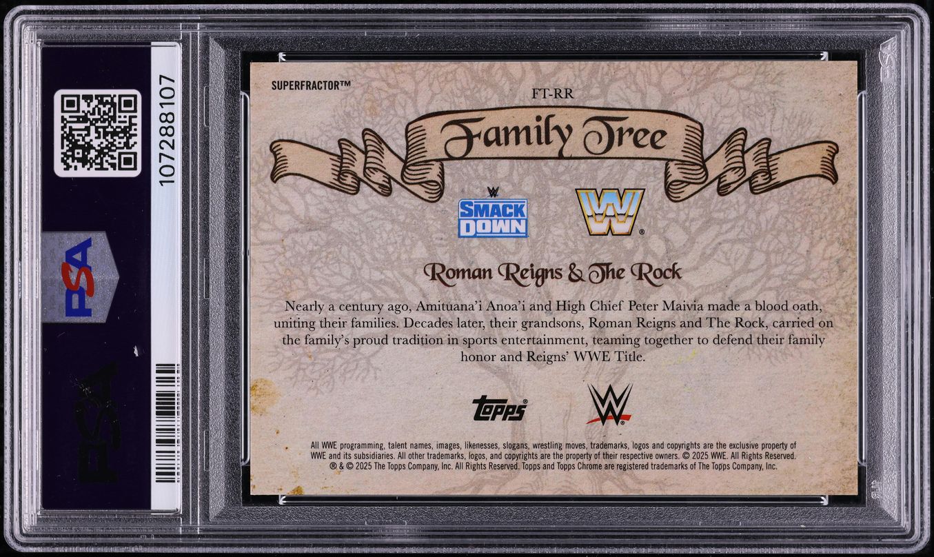 2025 Topps Chrome WWE Family Tree Superfractor Roman Reigns The Rock 1/ ...