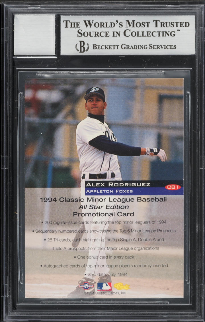 1994 Classic Promo Alex Rodriguez ROOKIE AUTO #CB1 BAS BGS AUTH on ...
