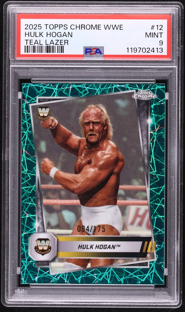 2025 Topps Chrome WWE Teal Lazer Hulk Hogan /175 #12 PSA 9 MINT on ...