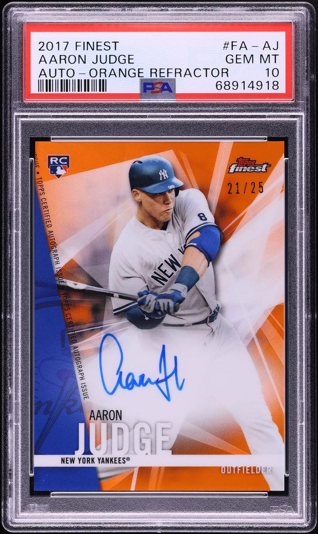 2017 Finest Orange Refractor Aaron Judge ROOKIE AUTO /25 #FA-AJ PSA 10 ...
