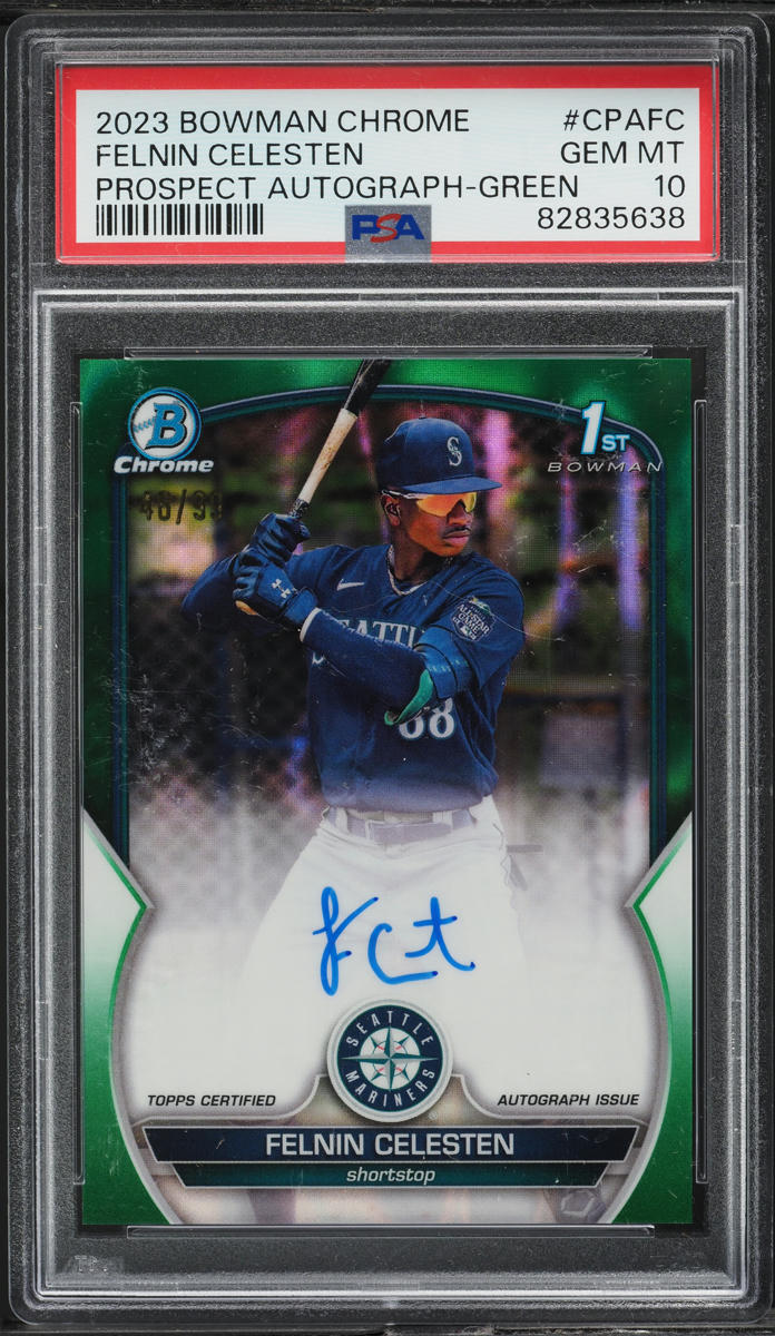 2023 Bowman Chrome Green Refractor Felnin Celesten PROSPECT AUTO /99 PSA 10 GEM on Fanatics Collect
