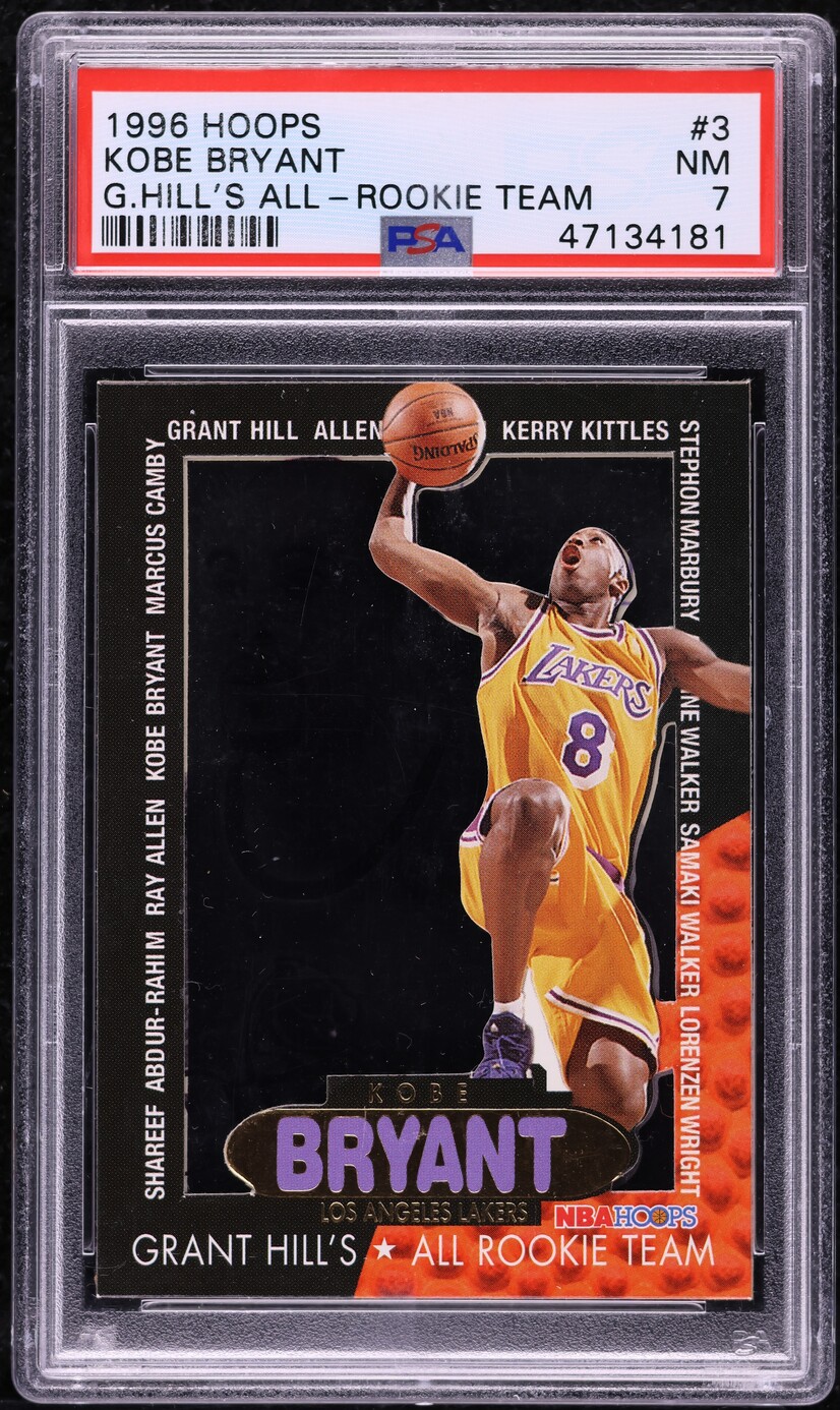 1996 Hoops Grant Hill's All-Rookie Team Kobe Bryant ROOKIE #3 PSA 7 ...