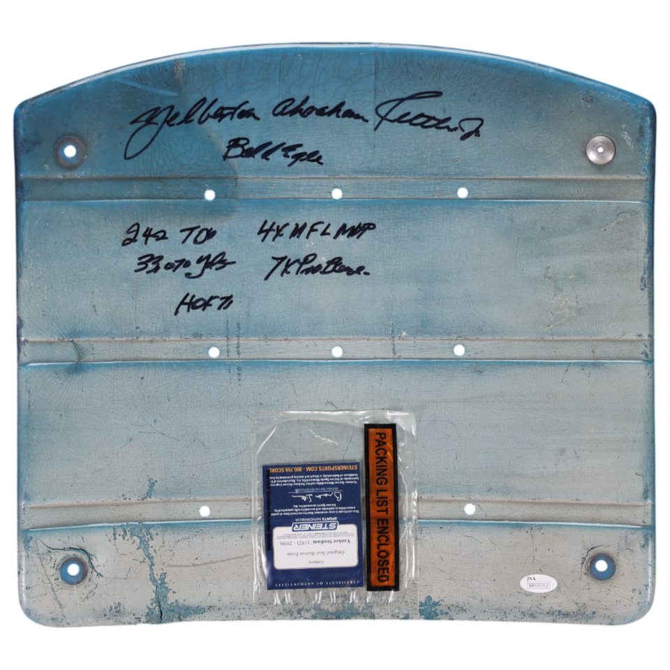 Y.A. Tittle Signed Autographed Yankee Stadium Tier Box Seat Bottom ...