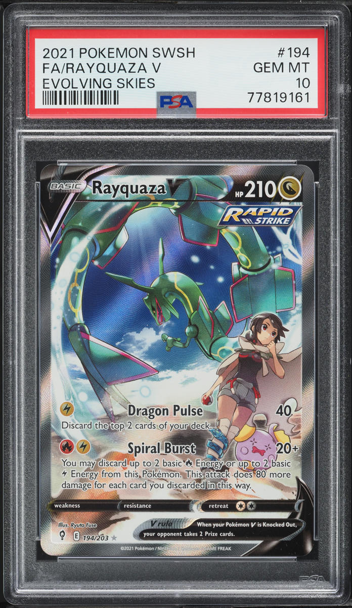 2021 Pokemon SWSH Evolving Skies Full Art Rayquaza V #194 PSA 10 GEM MINT on Fanatics Collect