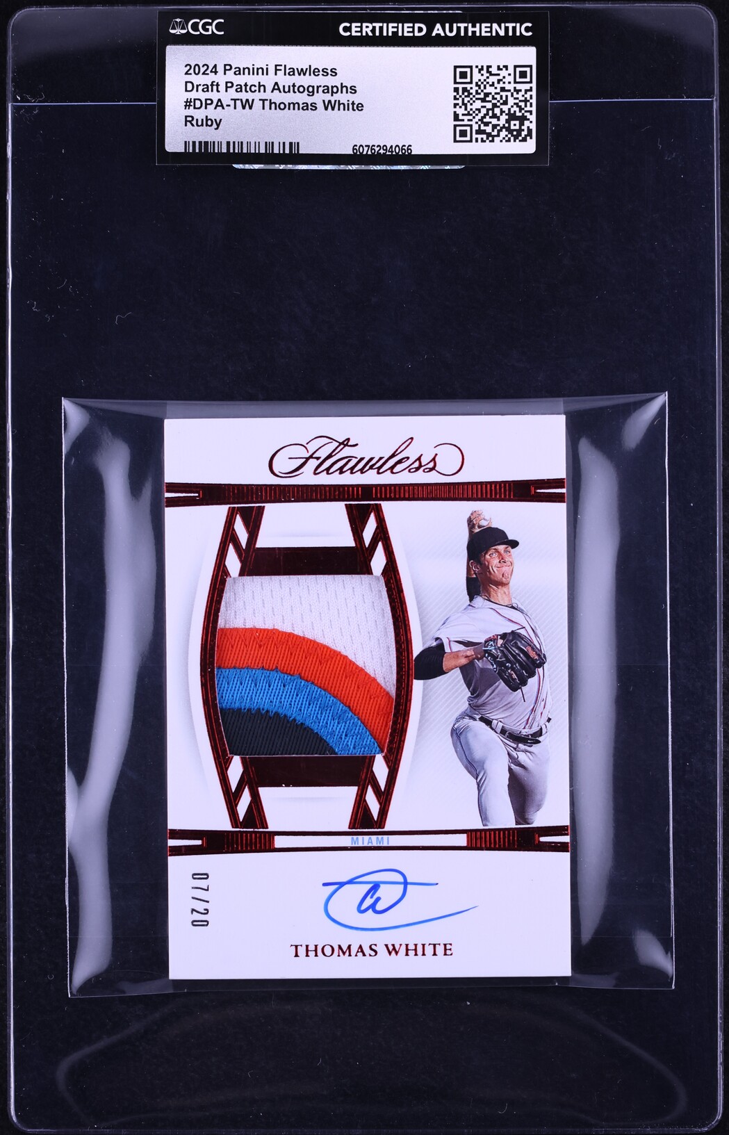 2024 Panini Flawless Draft Ruby Thomas White ROOKIE PATCH AUTO /20 CGC AUTH on Fanatics Collect