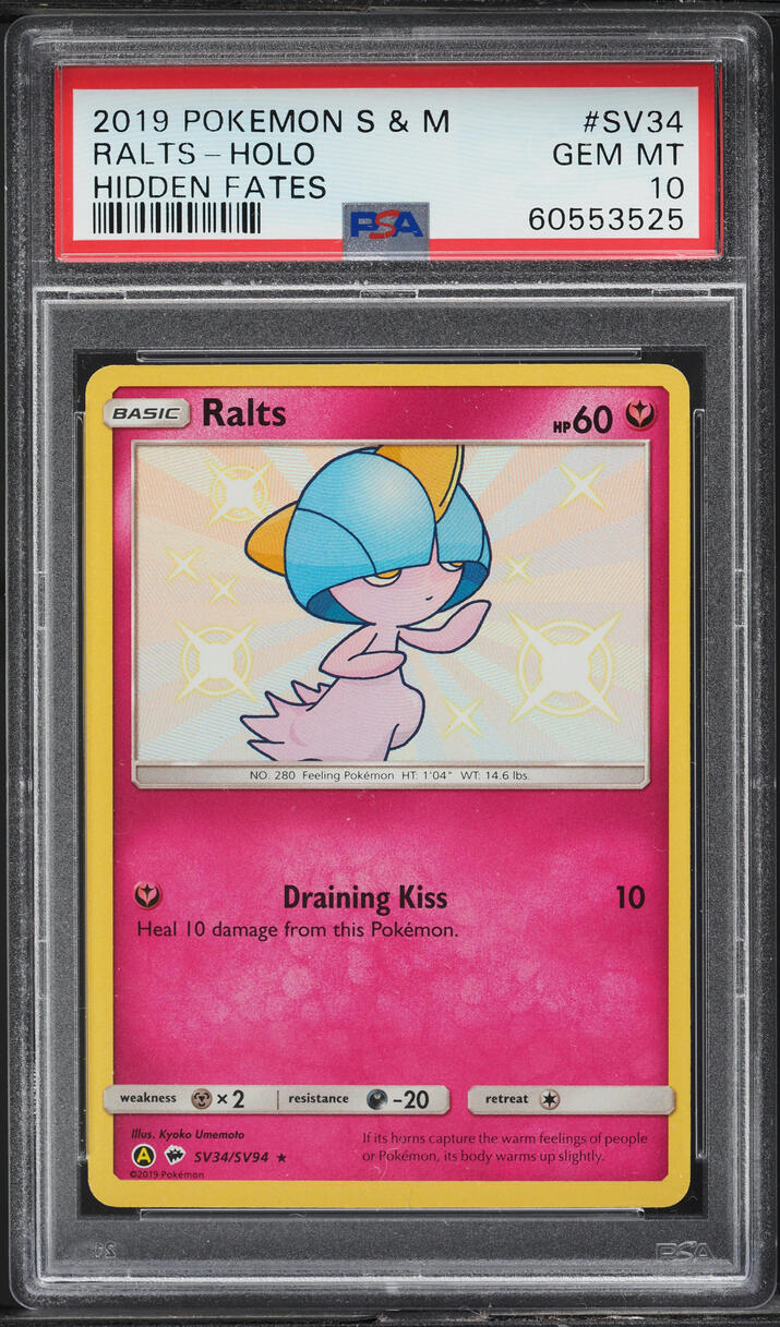 2019 Pokemon Sun & Moon Hidden Fates Shiny Ralts #SV34 PSA 10 GEM MINT ...