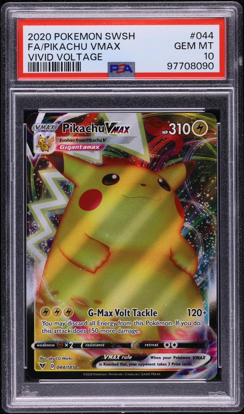 2020 Pokemon SWSH Vivid Voltage Full Art Pikachu VMAX #44 PSA 10 GEM ...