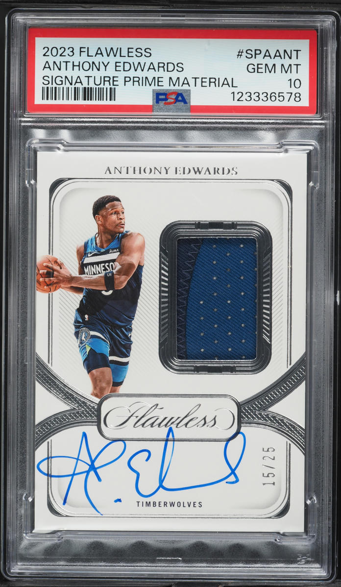 2023 Panini Flawless Prime Anthony Edwards PATCH AUTO /25 #SPA-ANT PSA ...
