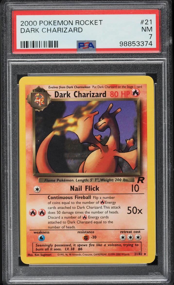 2000 Pokemon Team Rocket Dark Charizard #21 PSA 7 NRMT on Fanatics Collect