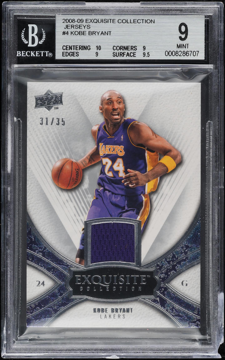 2008 Exquisite Collection Kobe Bryant PATCH /35 #4 BGS 9 MINT on ...