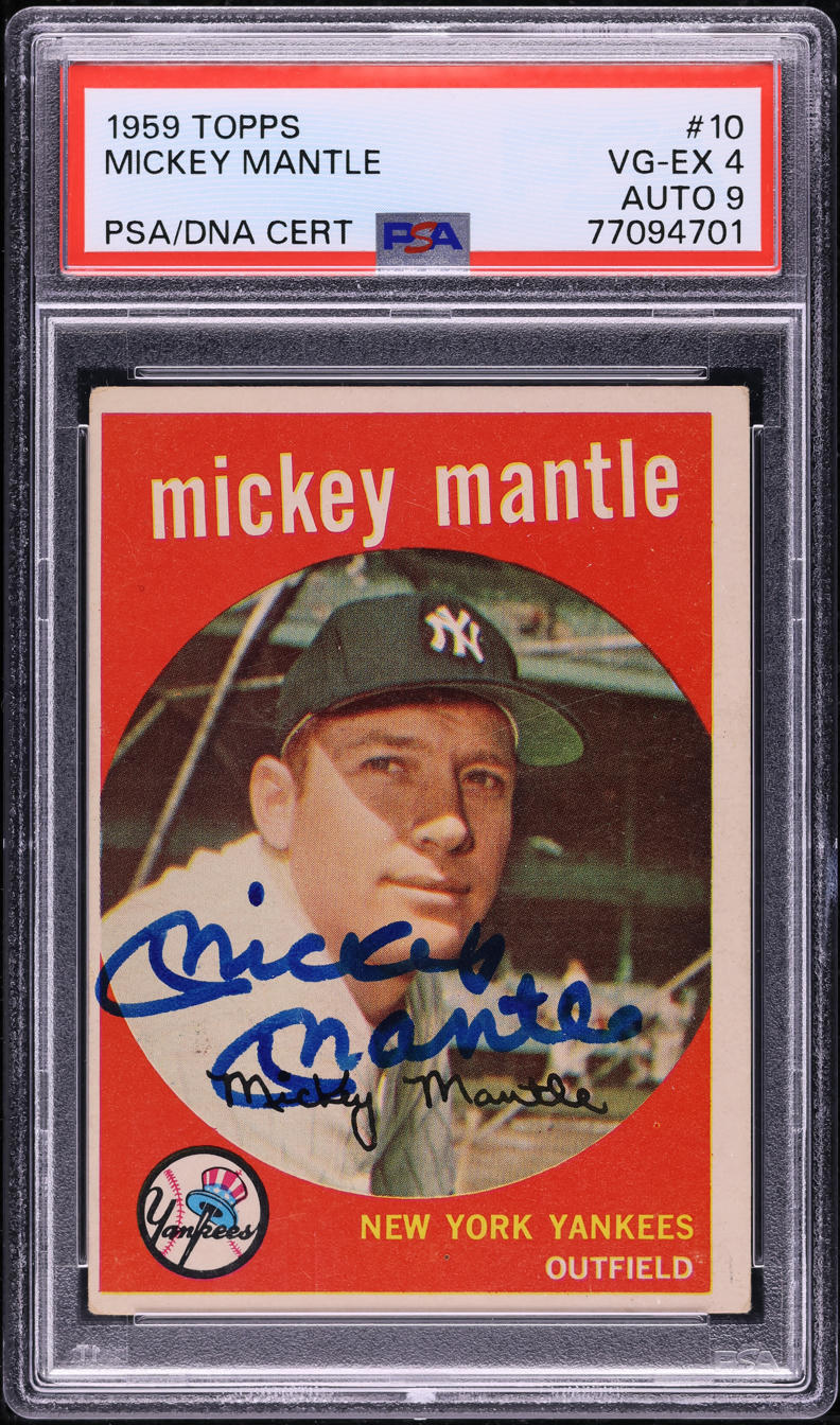 1959 Topps Mickey Mantle AUTO DNA 9 #10 PSA 4 VGEX on Fanatics Collect