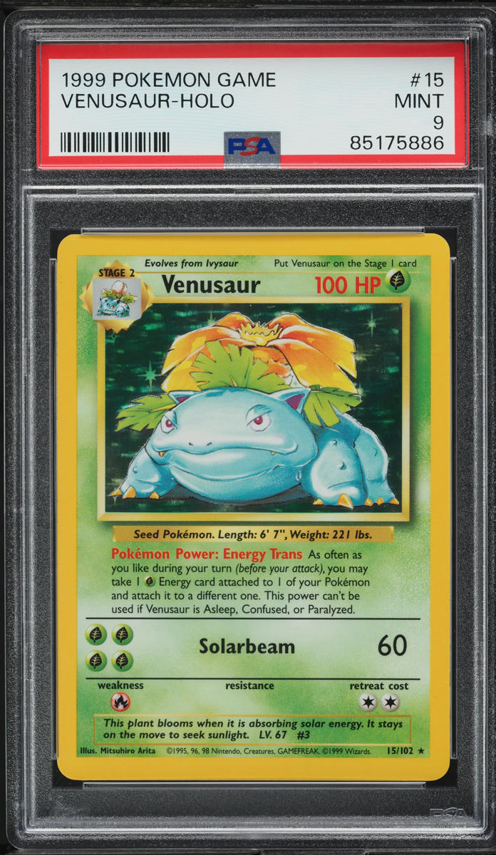 1999 Pokemon Base Set Holo Venusaur #15 PSA 9 MINT on Fanatics Collect