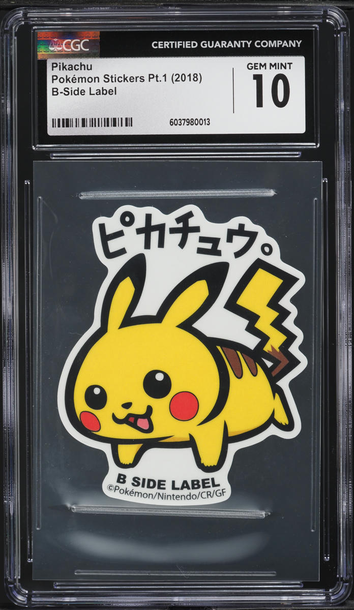 2018 Pokemon Japanese Stickers Part 1 B-Side Label Pikachu CGC 10 GEM ...