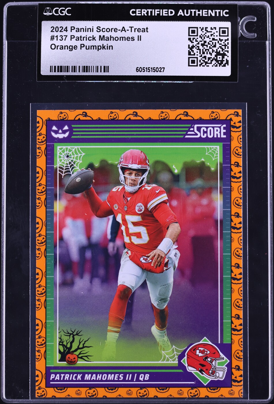 2024 Score-A-Treat Orange Pumpkin Patrick Mahomes II #137 CGC AUTH on ...