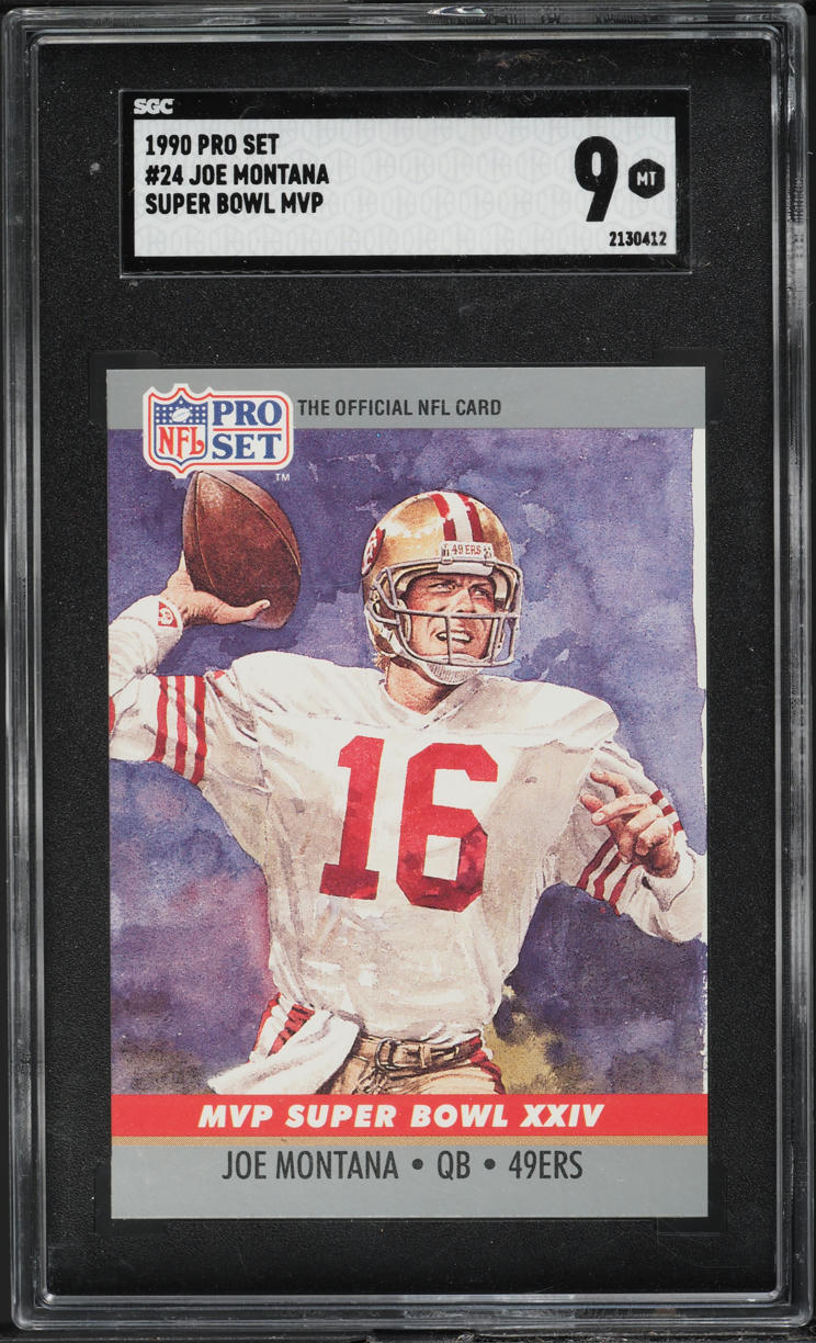 1990 Pro Set Super Bowl MVP Joe Montana #24 SGC 9 MINT on Fanatics Collect
