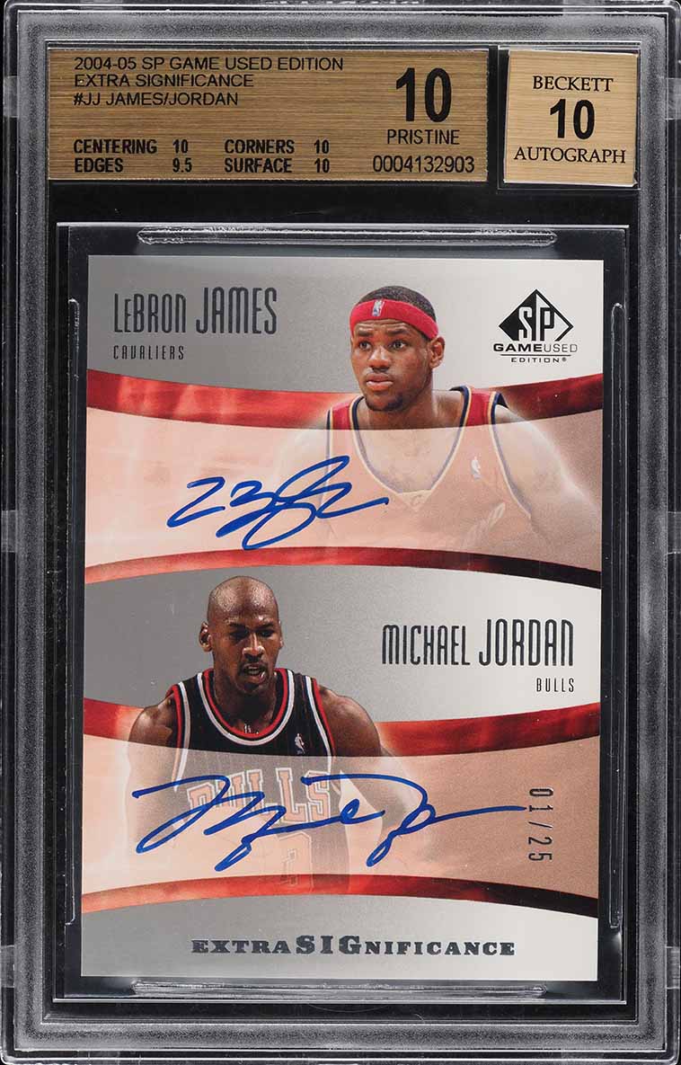 2004 SP Game Used Significance Michael Jordan & LeBron James AUTO 1/25 ...