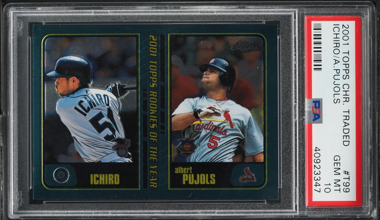 2001 Topps Chrome Traded Ichiro Albert Pujols ROOKIE #T99 PSA 10 GEM MINT on Fanatics Collect