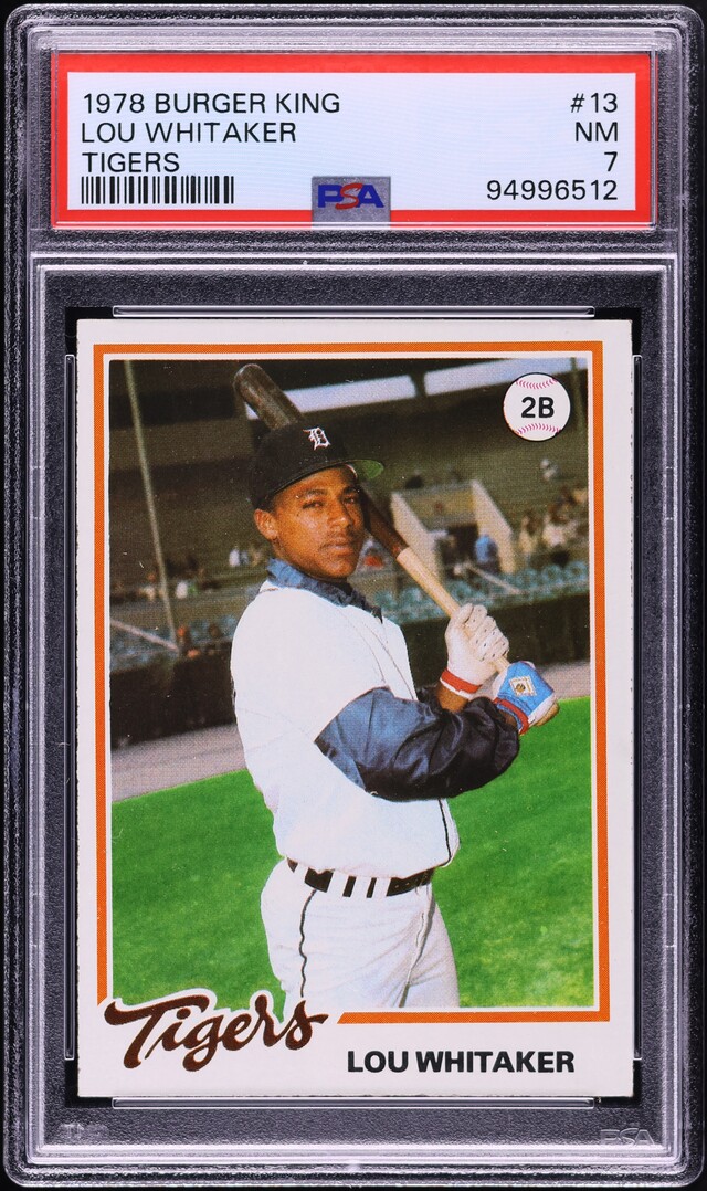 1978 Topps Burger King Tigers Lou Whitaker ROOKIE #13 PSA 7 NRMT on ...