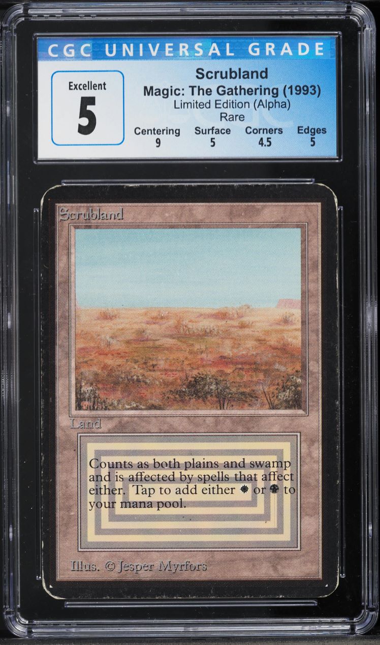 1993 Magic The Gathering MTG Alpha Scrubland CGC 5 EX on Fanatics Collect