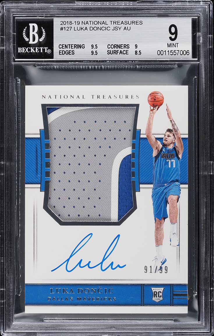 2018 National Treasures Luka Doncic ROOKIE PATCH AUTO /99 #127 BGS 9 ...