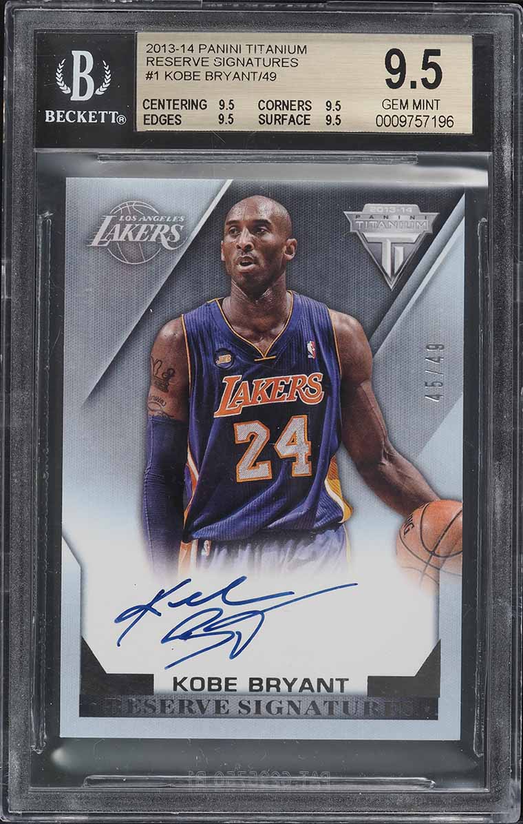 2013 Panini Titanium Reserve Kobe Bryant AUTO /49 #1 BGS 9.5 GEM MINT ...