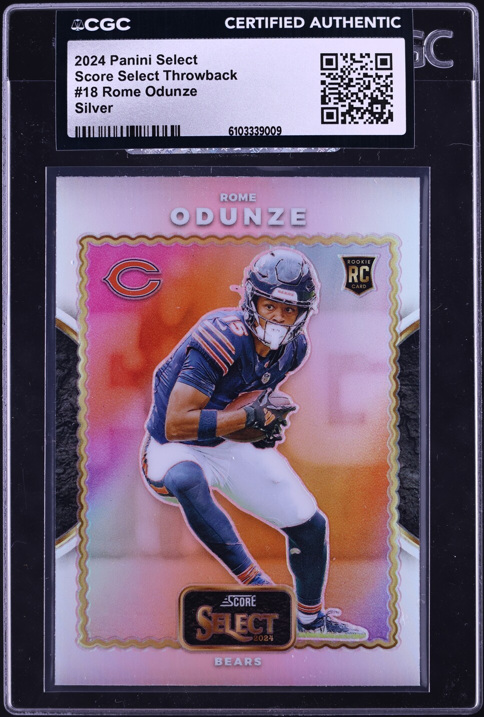 2024 Select Score Throwback Silver Rome Odunze ROOKIE #18 CGC AUTH on ...
