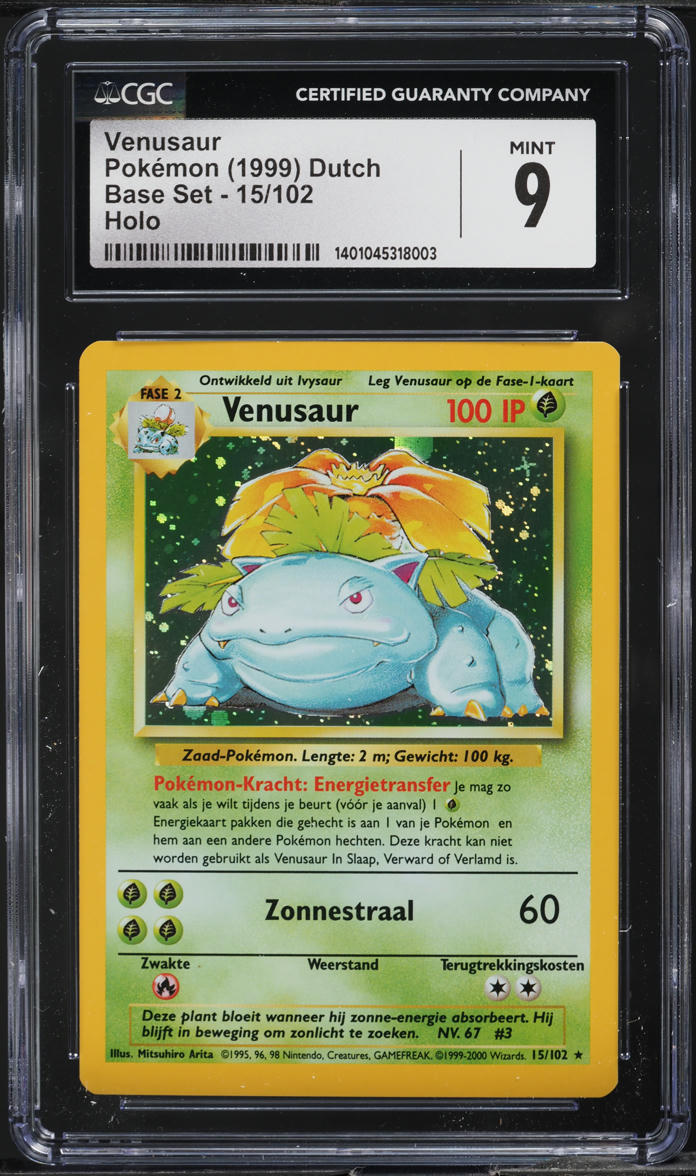 1999 Pokemon Dutch Base Set Holo Venusaur #15 CGC 9 MINT on Fanatics ...
